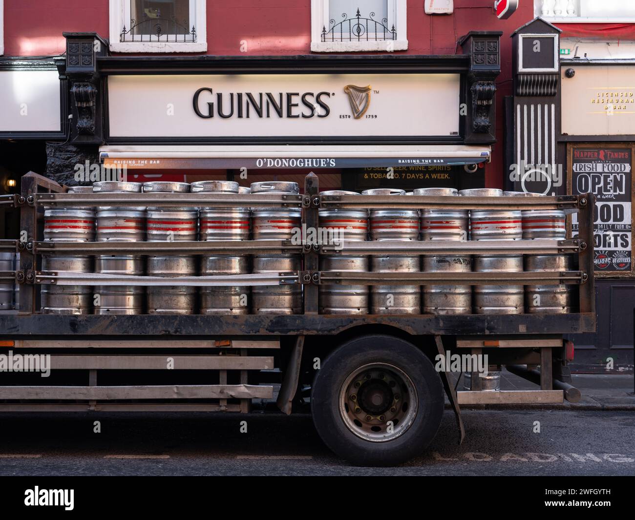 Kegs of Guinness being delivered to a pub in Dublin city, Ireland Stock ...