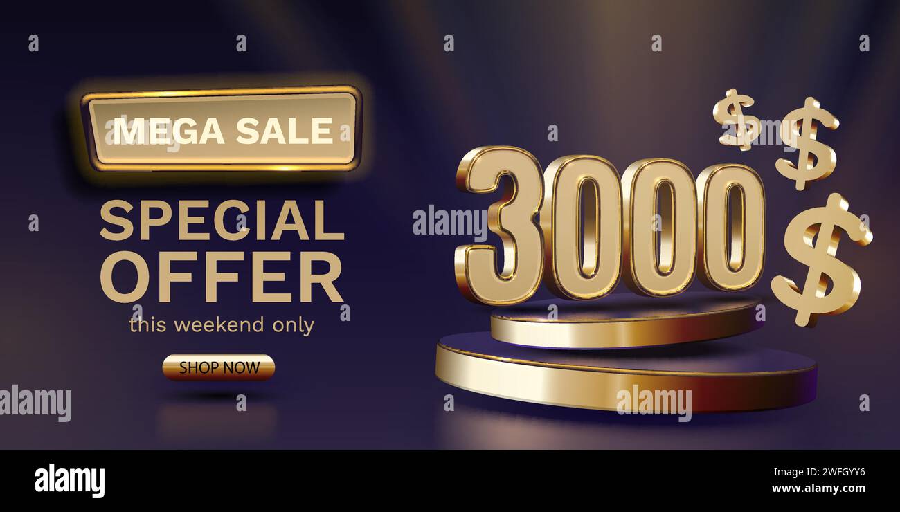 Coupon special voucher 3000 dollar, Check banner special offer. Vector ...