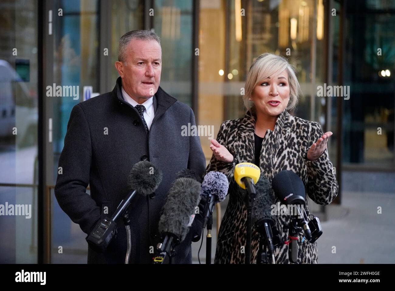 Sinn Fein vice-president Michelle O'Neill (right) and MLA Conor Murphy ...