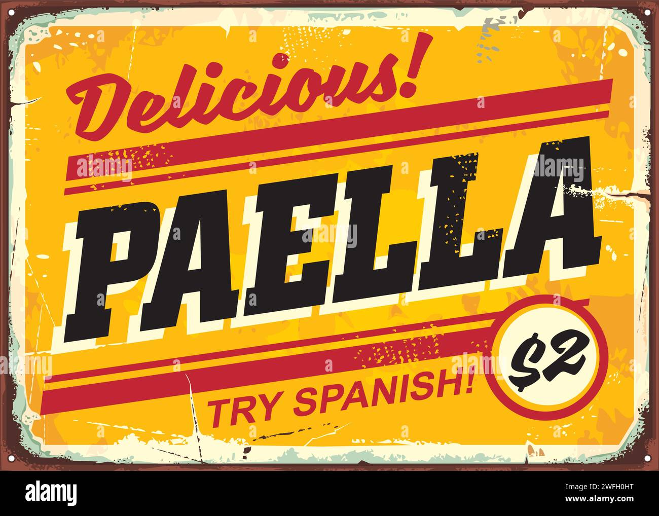 Paella delicious Spanish cuisine retro advertisement. Commercial ...