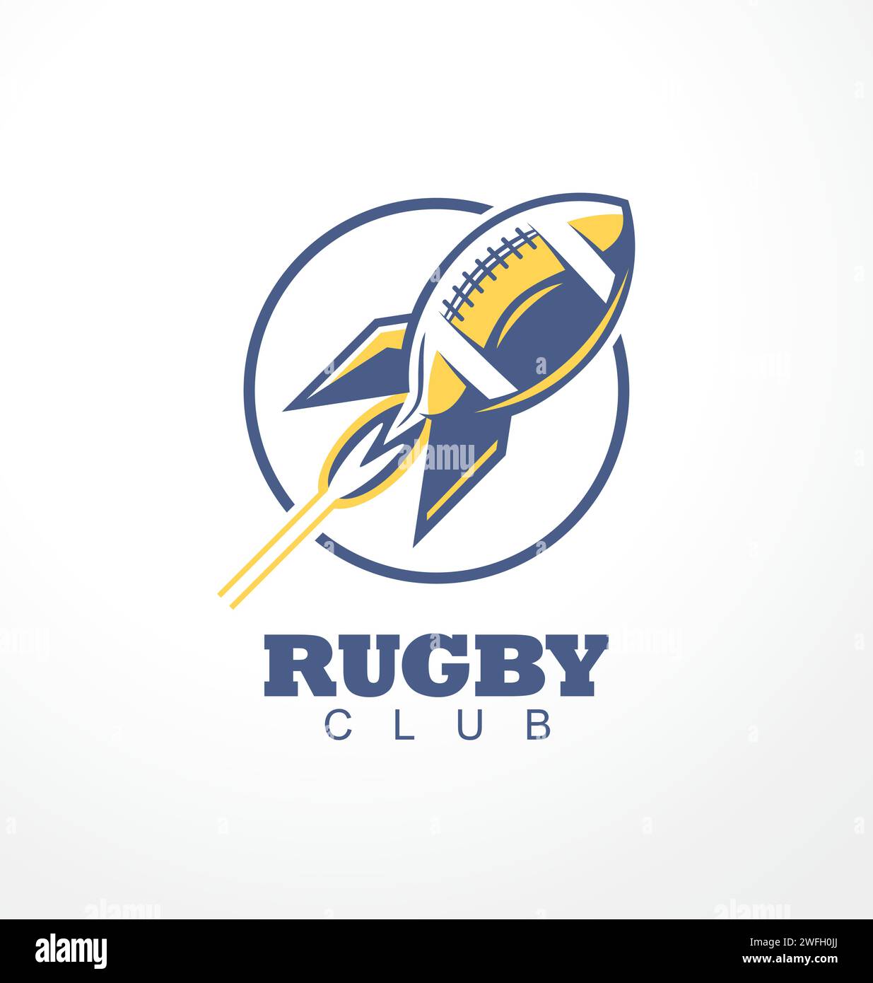 Rugby or American football club logo design idea with rocket ball ...