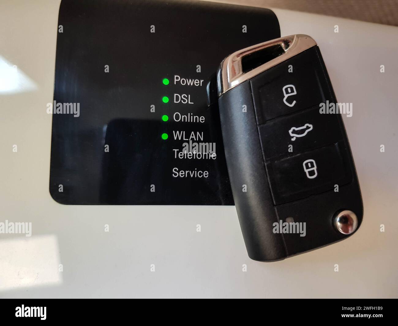 Car key and router, symbol for e-mobility Stock Photo - Alamy
