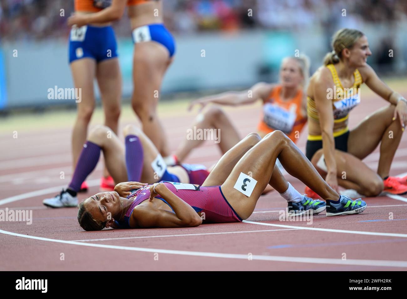 Anna HALL participating in the heptathlon at the World Athletics ...
