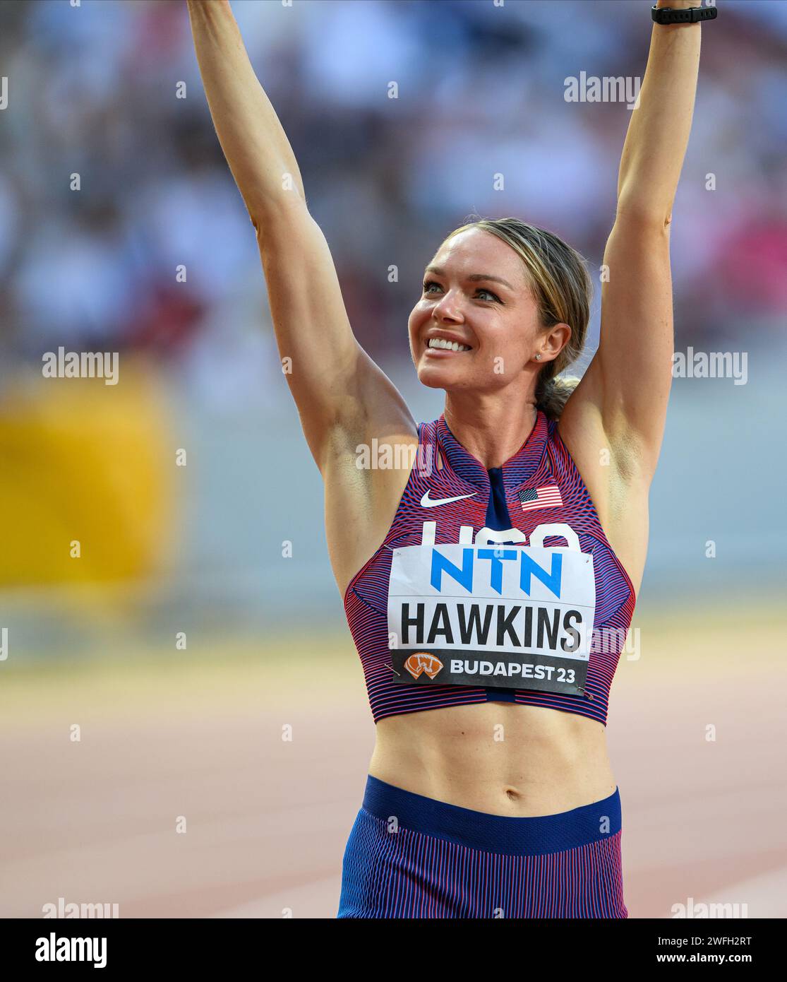Chari HAWKINS participating in the heptathlon at the World Athletics ...