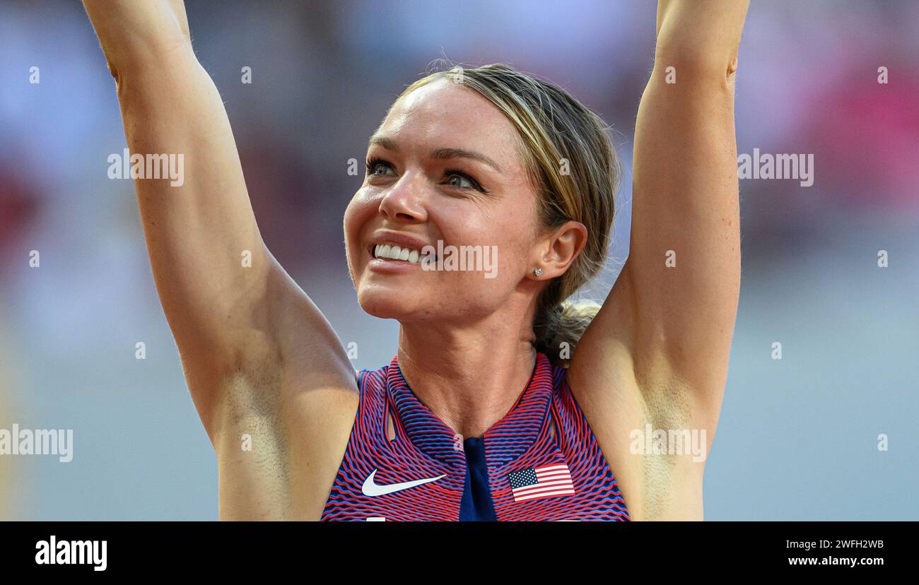 Chari HAWKINS participating in the heptathlon at the World Athletics ...