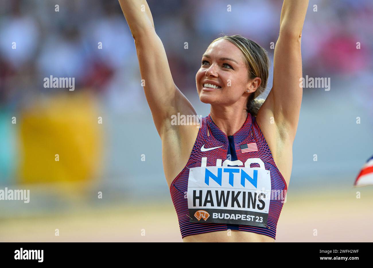 Chari HAWKINS participating in the heptathlon at the World Athletics ...