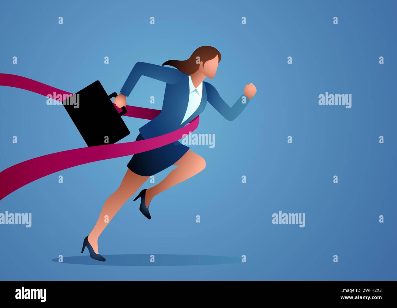 Vector illustration of businesswoman crossing finish line Stock Vector Image & Art - Alamy