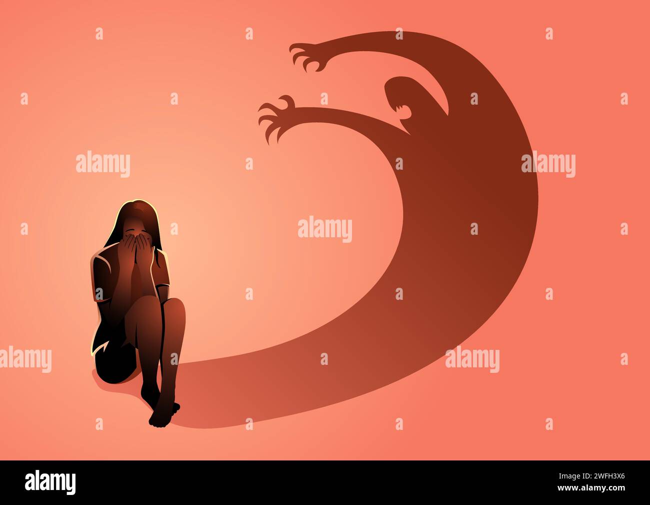 Woman frightened silhouette Stock Vector Images - Alamy