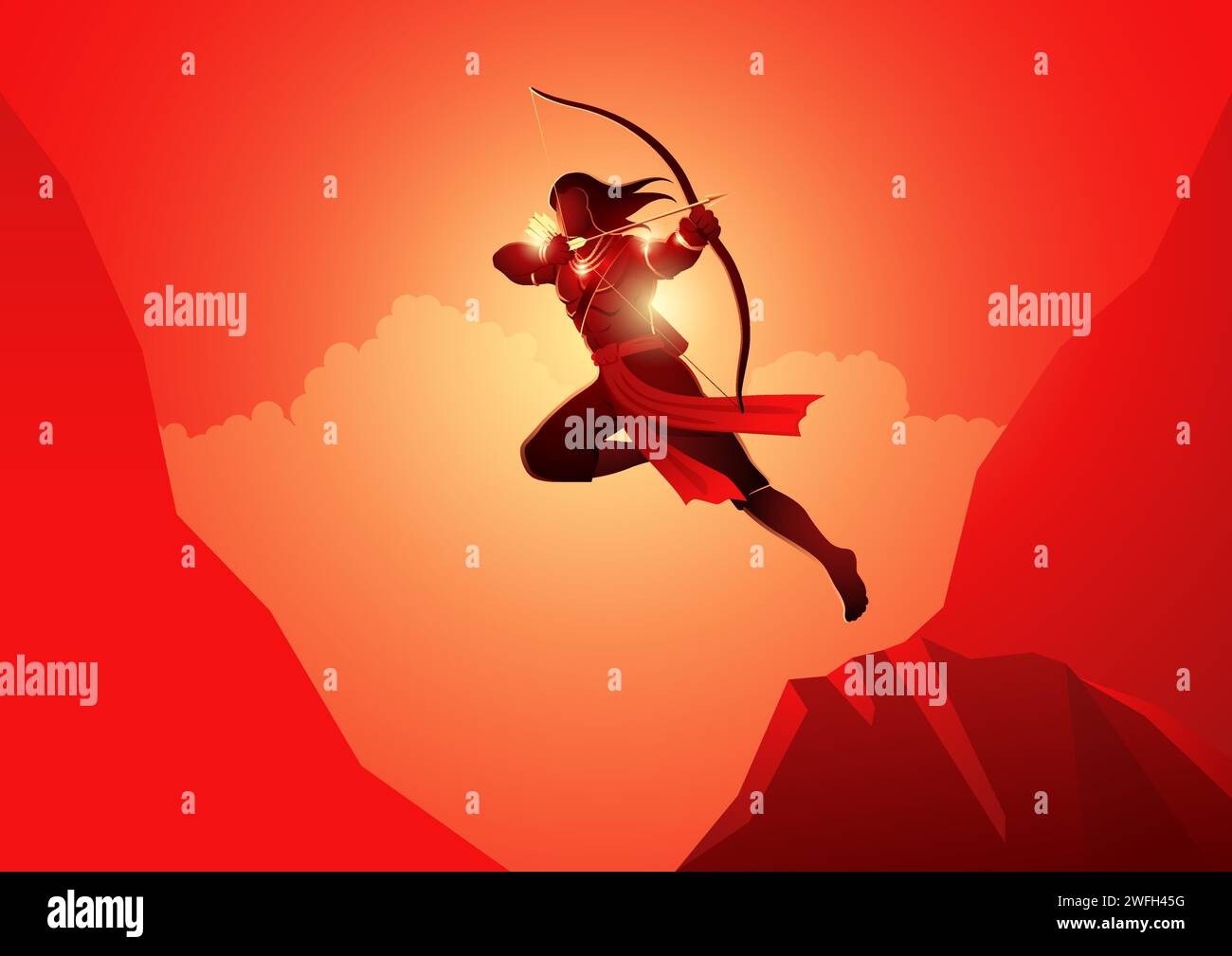 Lord Rama aiming with bow and arrow, Indian God of Hindu, Indian ...