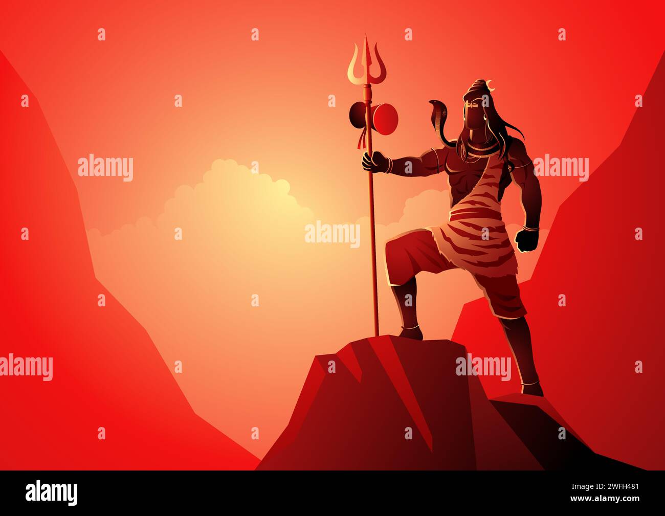 Hindu god and goddess vector illustration series, Lord Shiva standing ...
