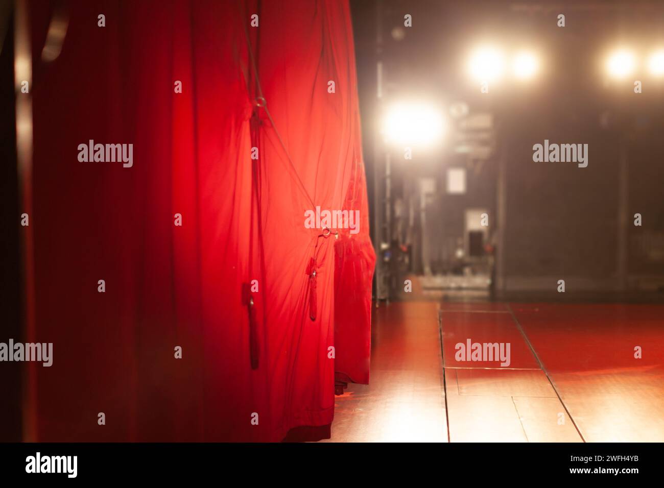 theater scene behind the red curtain Stock Photo - Alamy