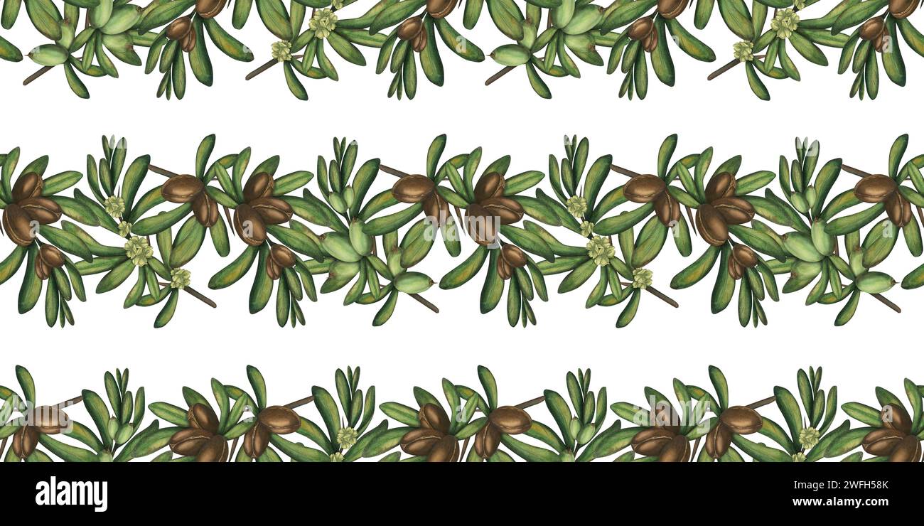 The pattern is a pattern of branches of an argan tree with nuts ...