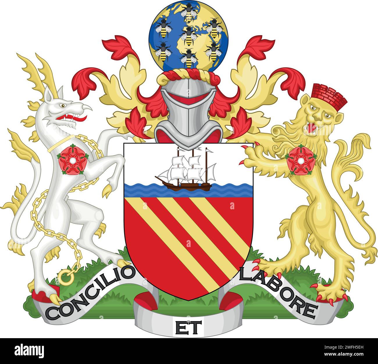 Coat of arms of the METROPOLITAN BOROUGH OF MANCHESTER, GREATER ...