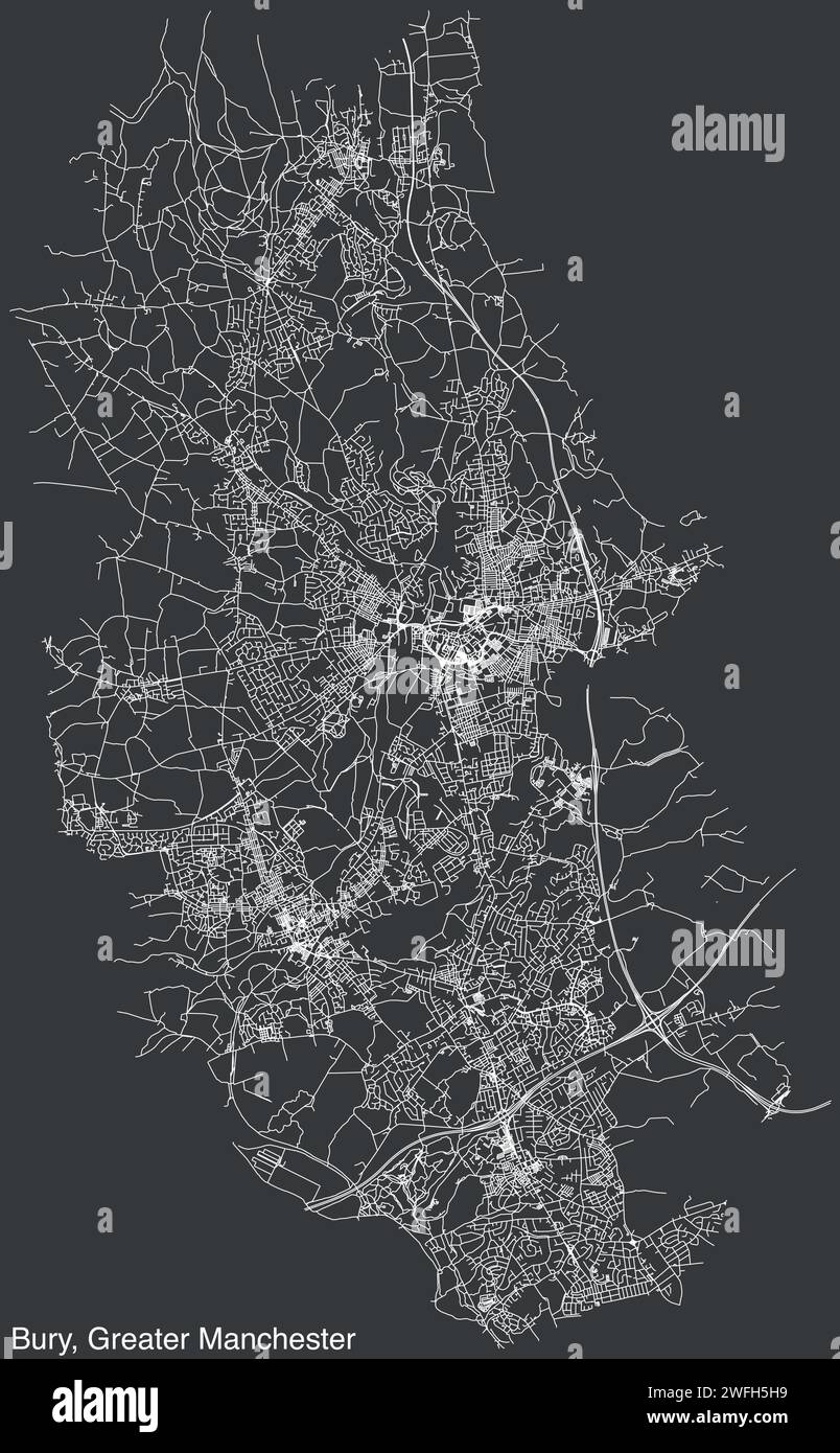 Street roads map of the METROPOLITAN BOROUGH OF BURY, GREATER ...