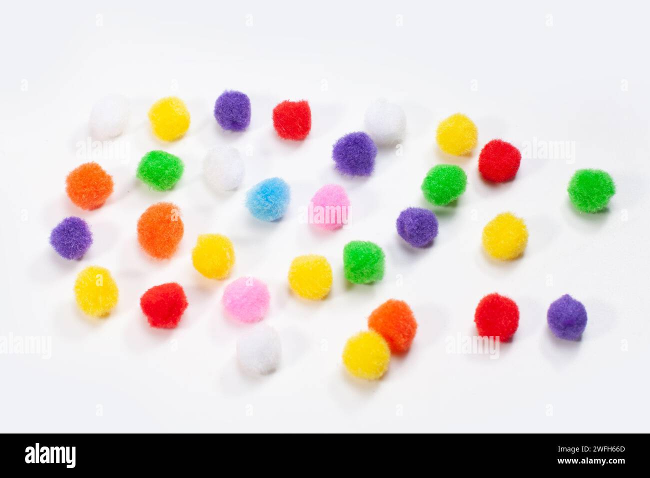 fluffy round colorful balls isolated on white background Stock Photo ...