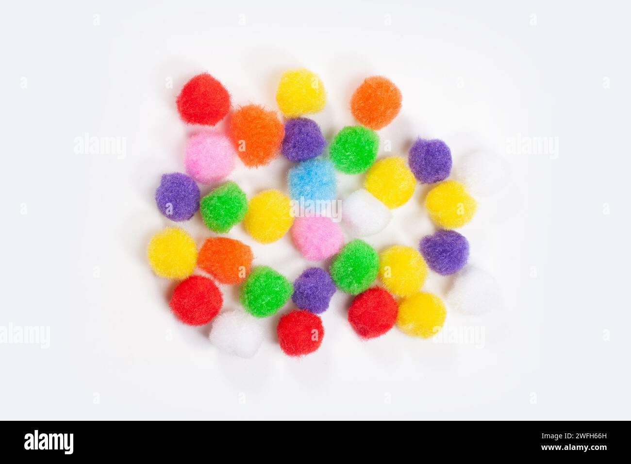 fluffy round colorful balls isolated on white background Stock Photo ...