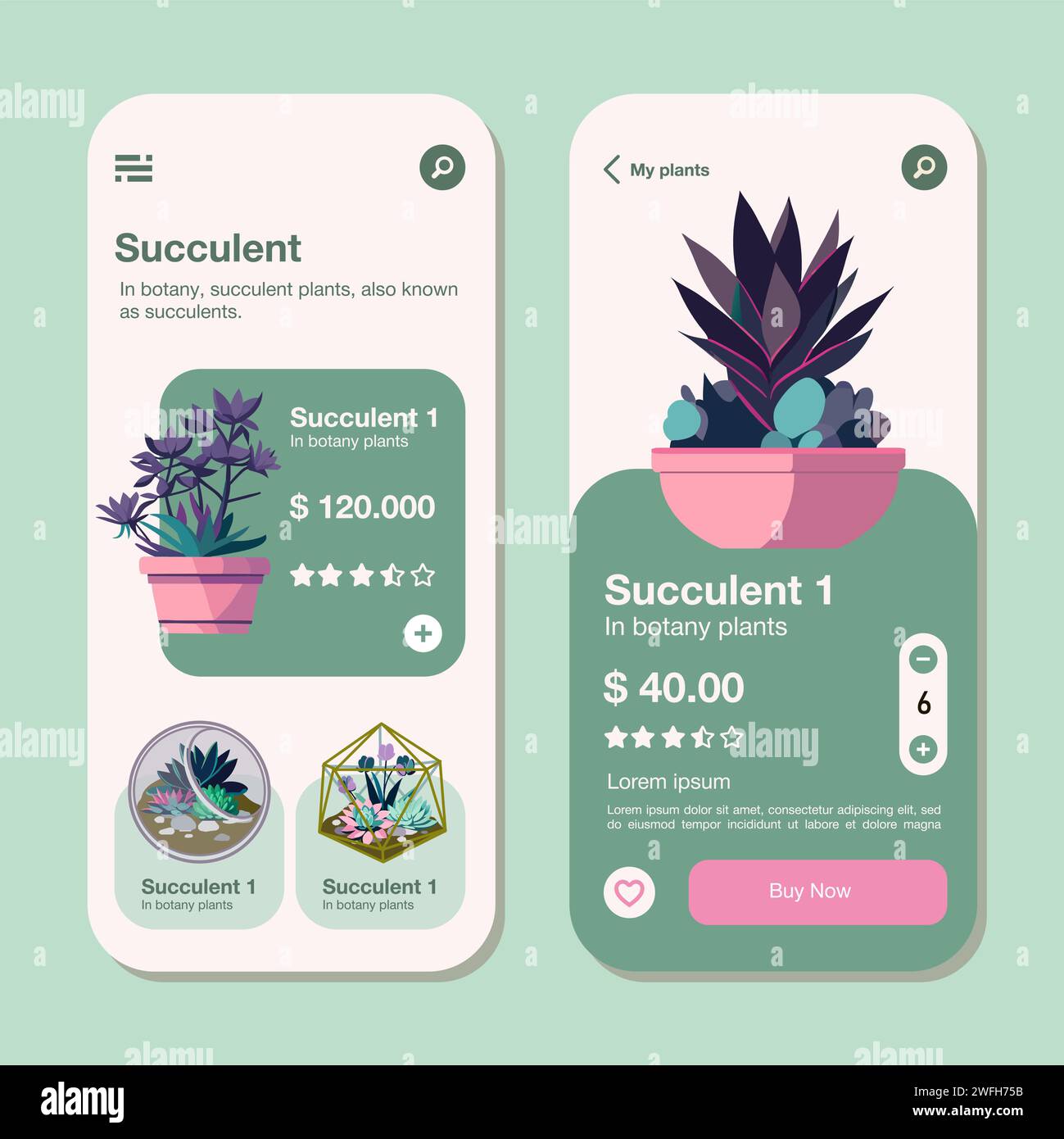 App design concept Succulent plant for app designers, Various ...