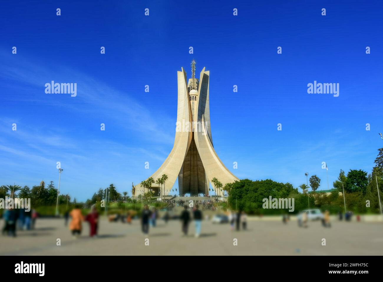 View of Maqam Echahid monument, the famous landmark in Algeria against ...