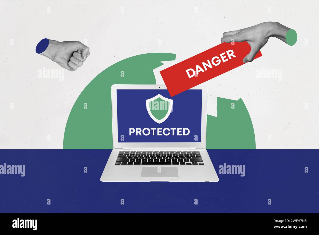 Photo collage picture poster laptop computer screen protected data ...