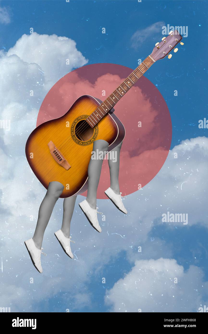 Vertical collage creative poster monochrome effect four humans legs ...