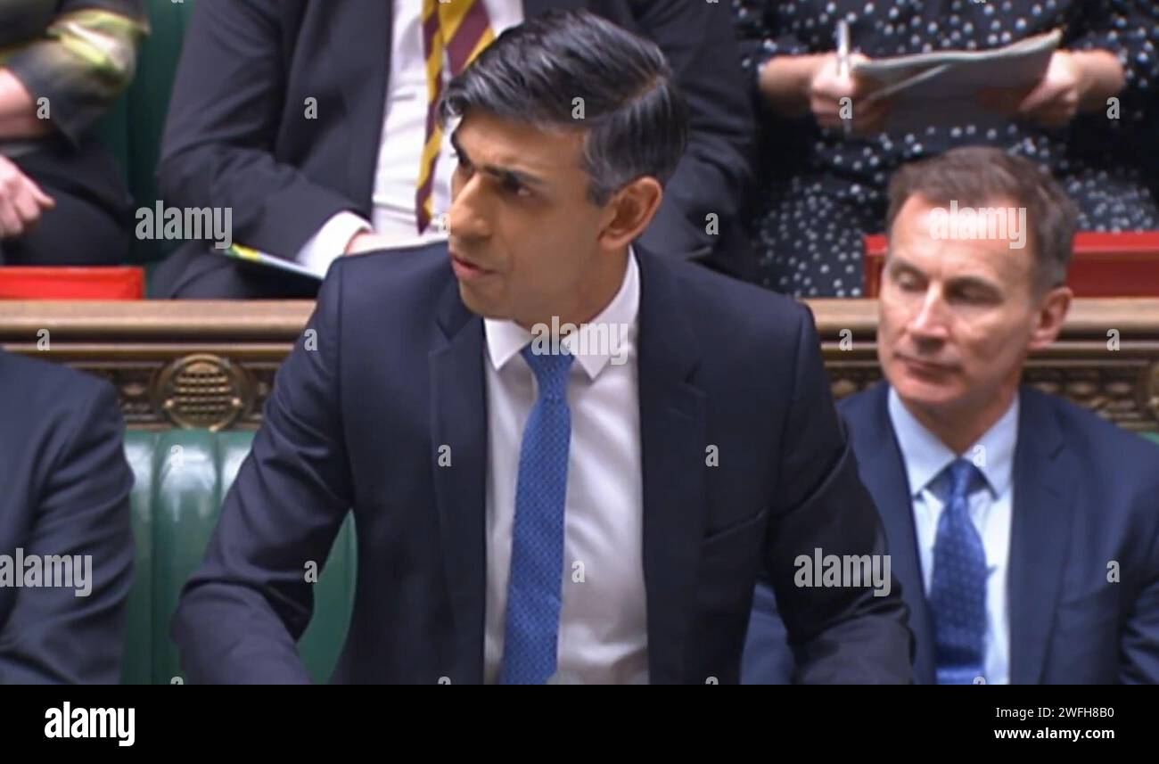 Prime Minister Rishi Sunak speaks during Prime Minister's Questions in ...