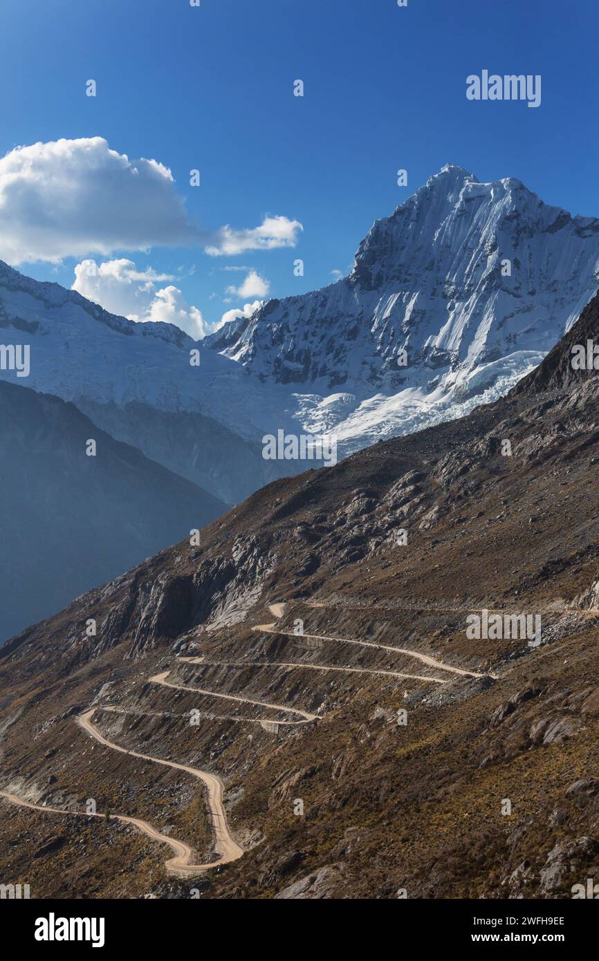 Scenic road in the Cordillera mountains in Peru. Travel background ...