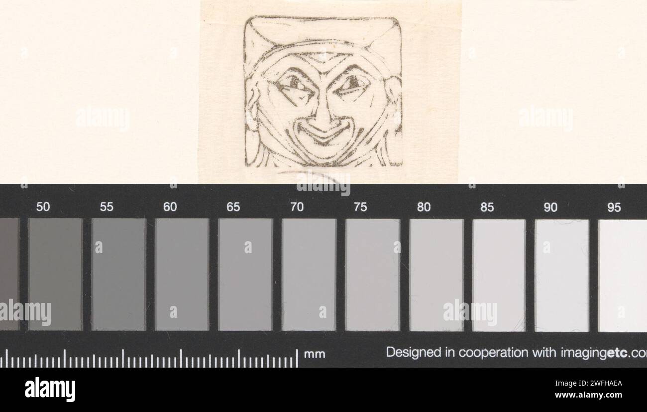 Vignette with mask, Mathieu Lauweriks, 1895 print transparent paper ...