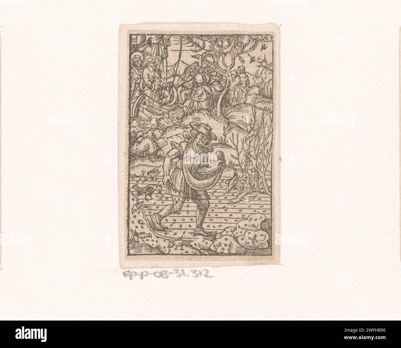 Parable of De Zaaier, Anonymous, 1600 - 1699 print A man scatters seed ...