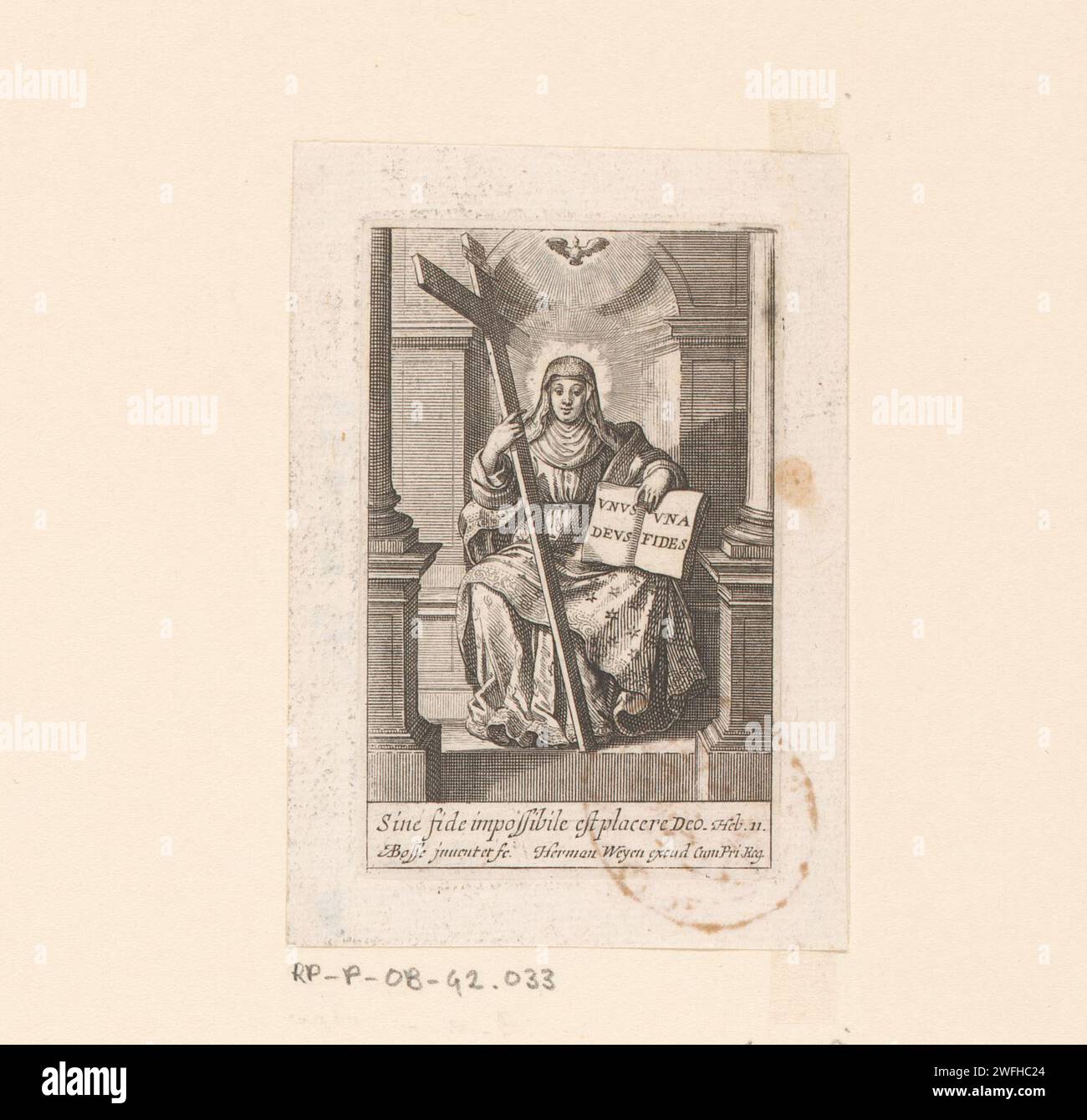 Faith (fides), Abraham bushes, 1636 print Paris paper engraving ...