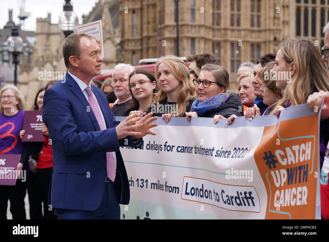 Liberal Democrat MP Tim Farron speaking to representatives from up to ...