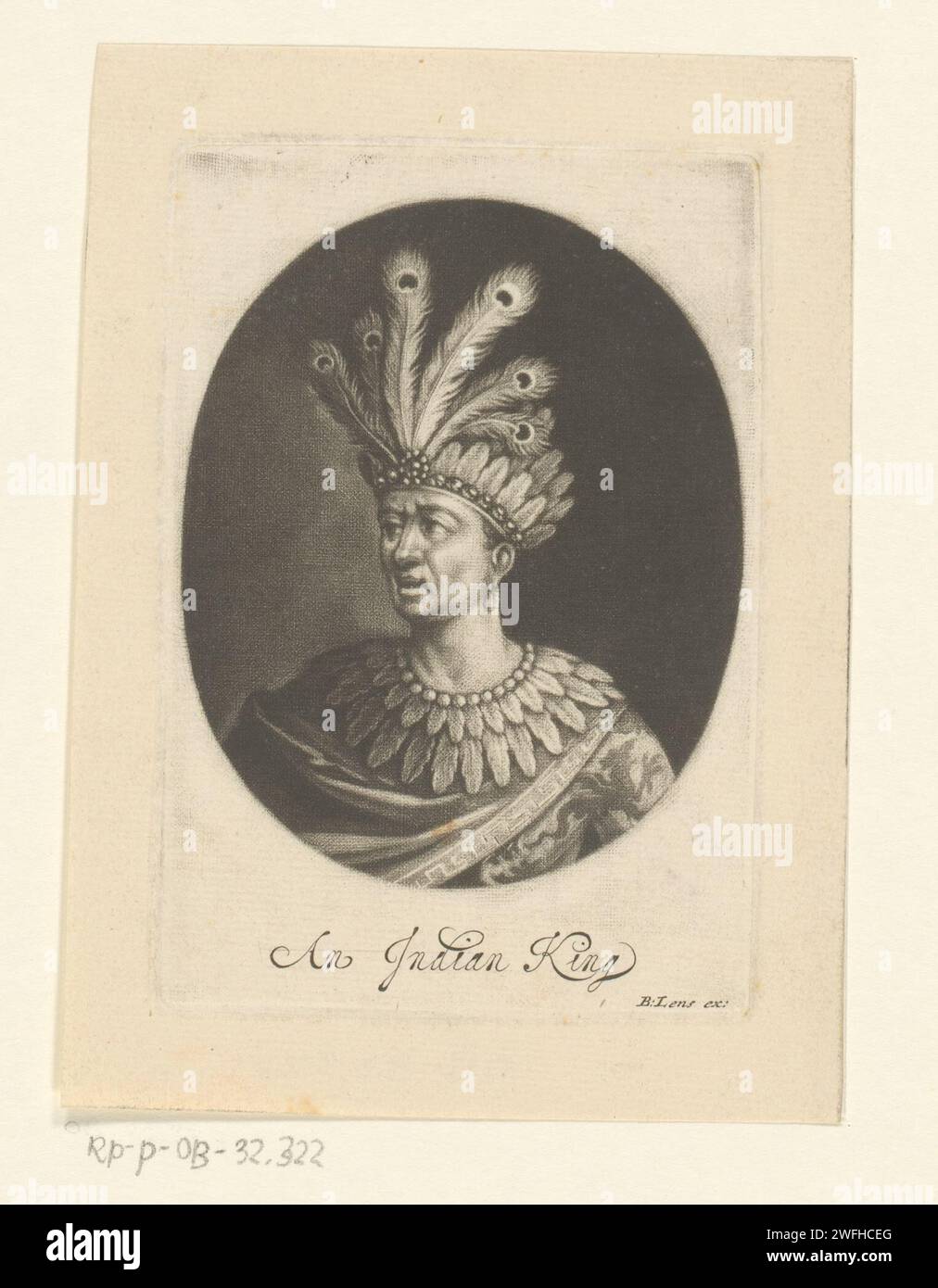 Portrait of unknown leader of an original American people, Bernard Lens ...