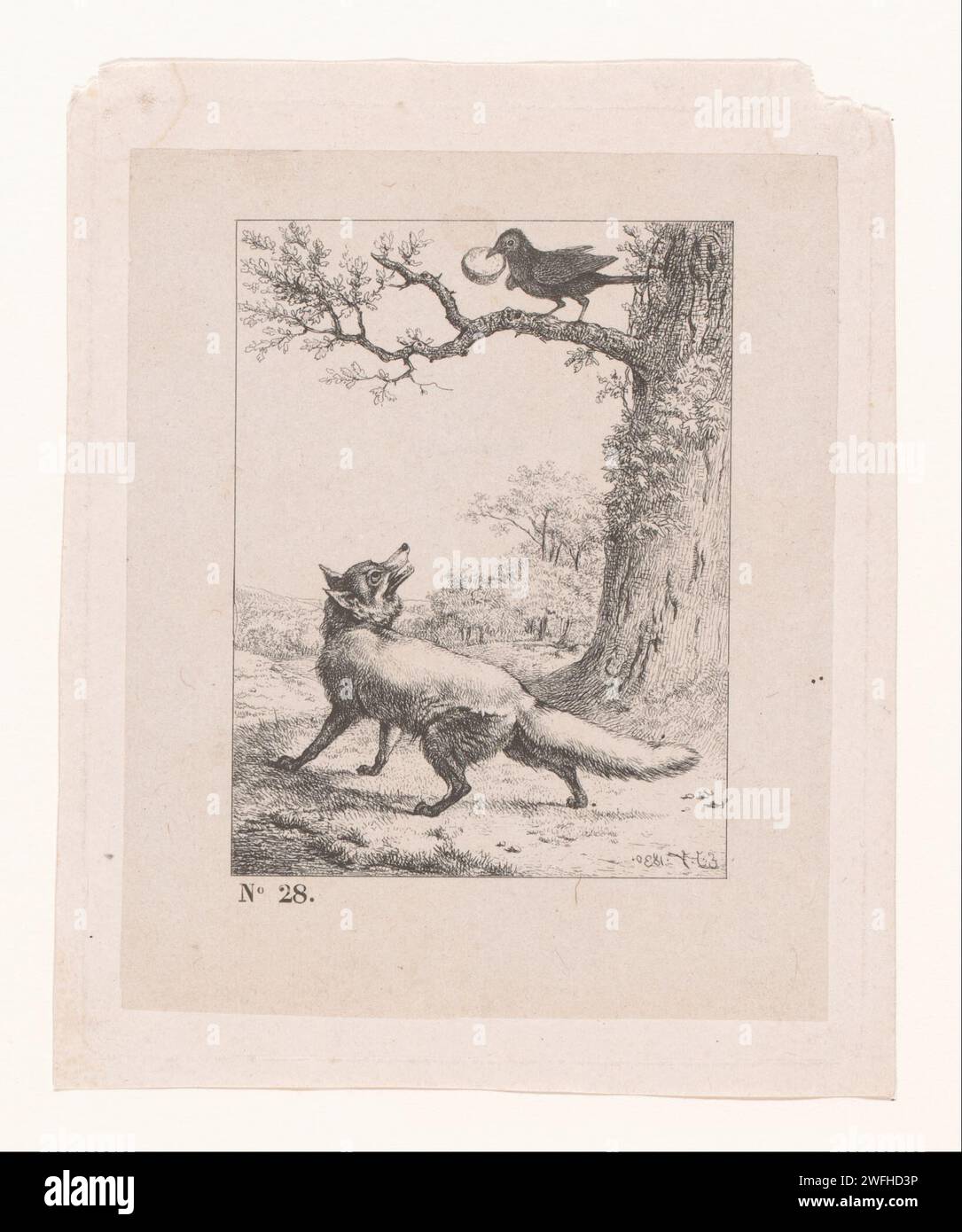 Fabel van de Raaf and De Vos, Eugène Verboeckhoven, 1830 print paper ...