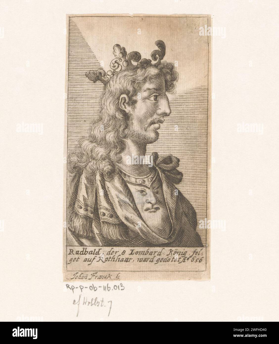 Portrait of King Radbald, Johann Franck, 1650 - 1699 print paper ...