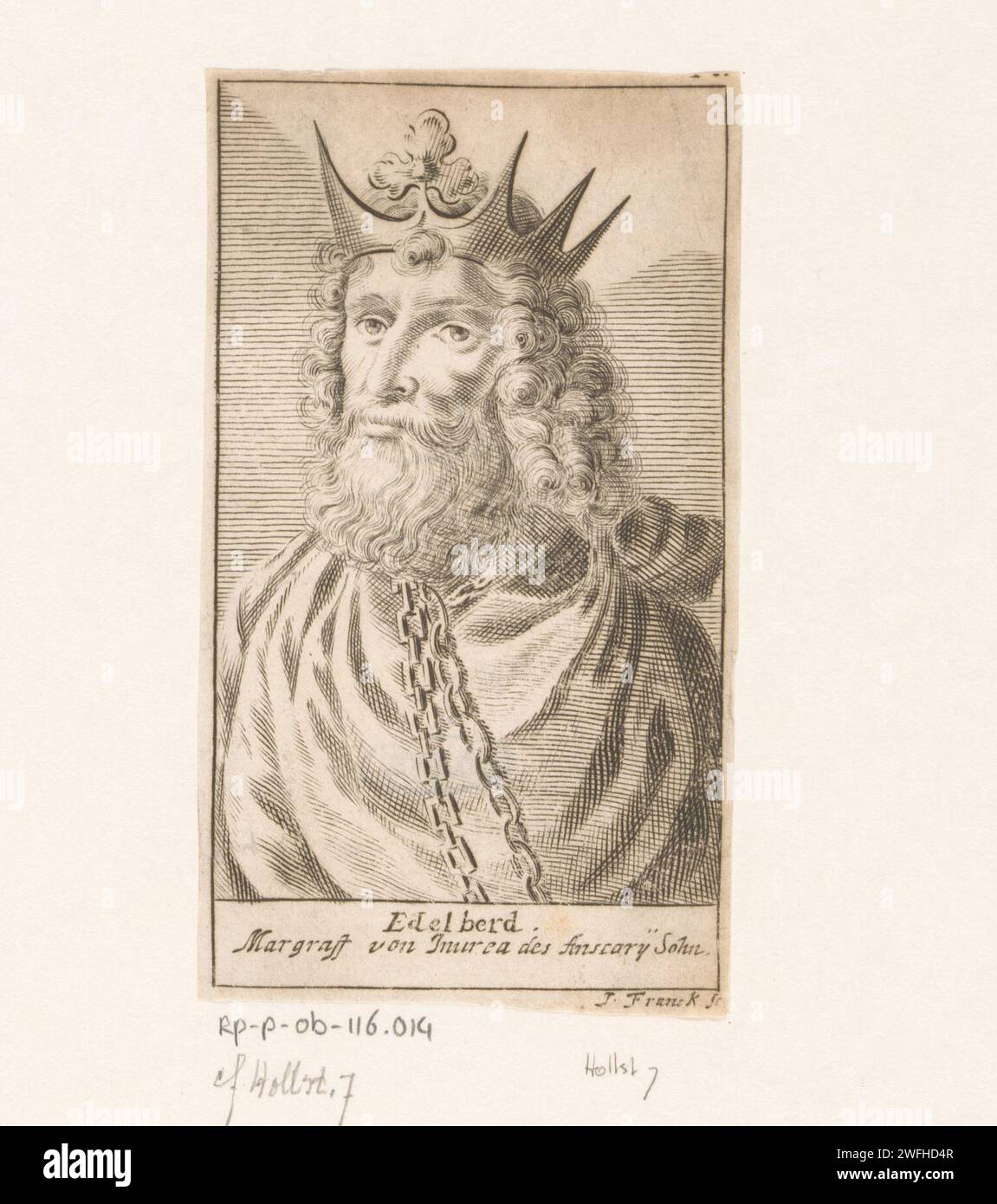 Portrait of King Edelberd, Johann Franck, 1650 - 1699 print paper ...