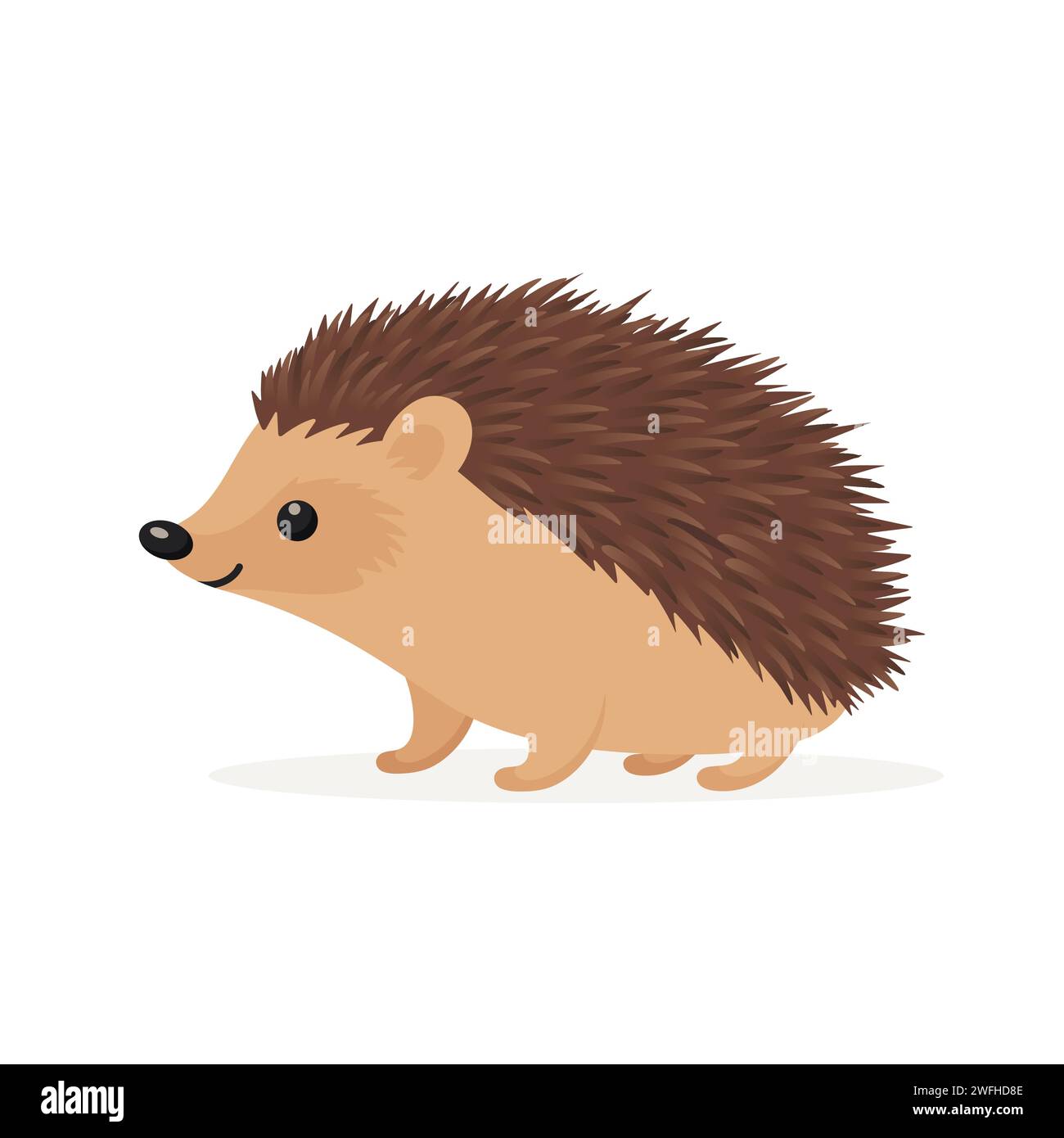 Flat Vector Cute Hedgehog. Little Hedgehog Icon. Adorable Walking ...