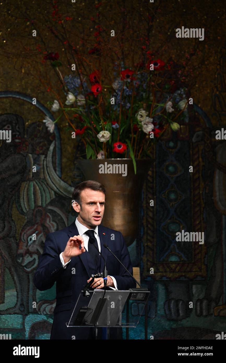 Stockholm, Sweden. 31st Jan, 2024. French President Emmanuel Macron ...
