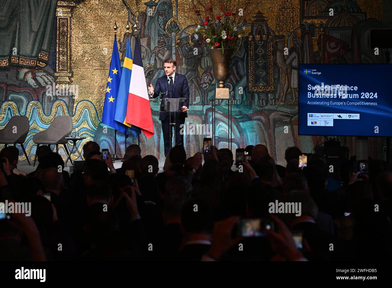 Stockholm, Sweden. 31st Jan, 2024. French President Emmanuel Macron ...
