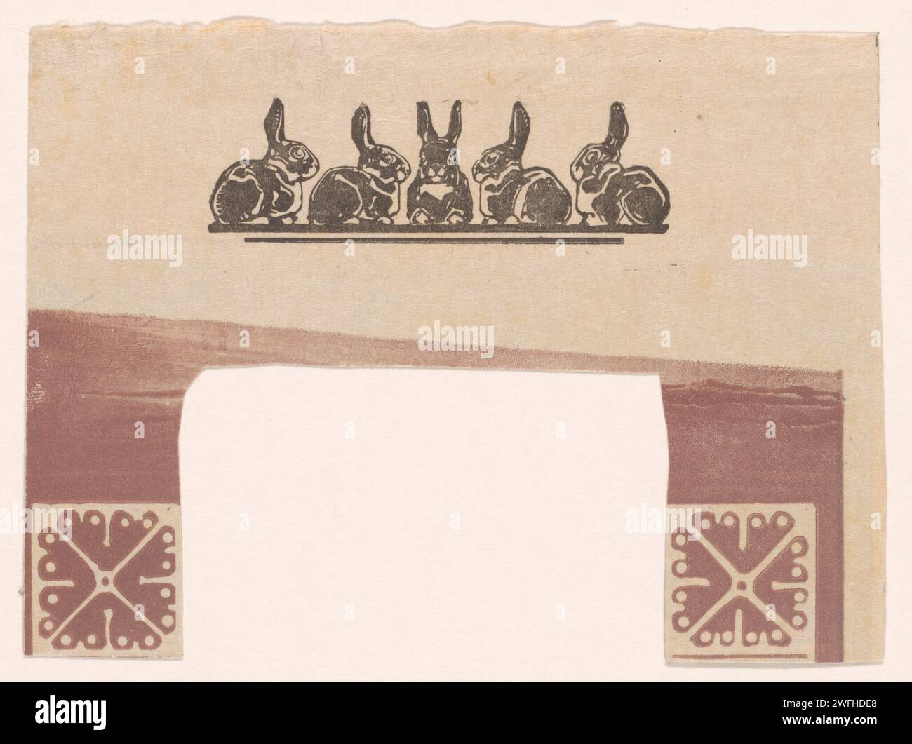 Rabbits, Bernard Willem Wierink, c. 1910 print paper rodents: rabbit ...