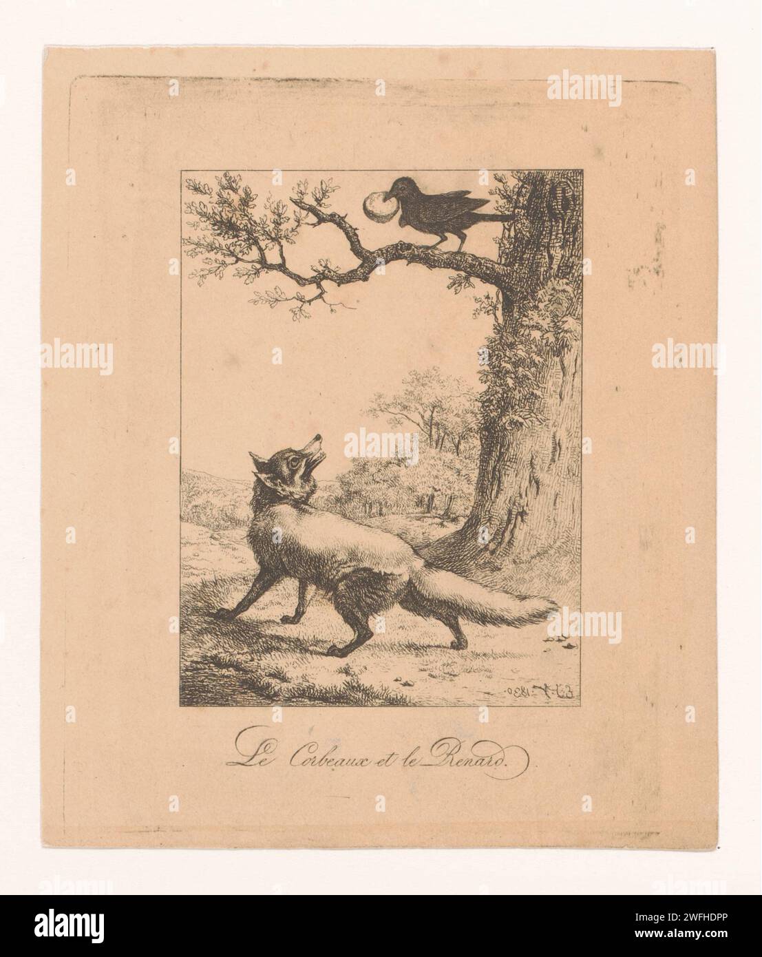 Fabel van de Raaf and De Vos, Eugène Verboeckhoven, 1830 print paper ...