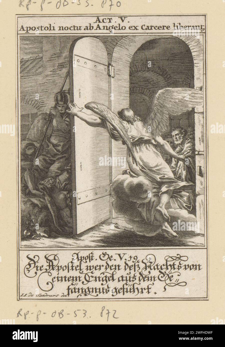 Engel frees the apostles from prison, Anonymous, after Johann Jakob von ...
