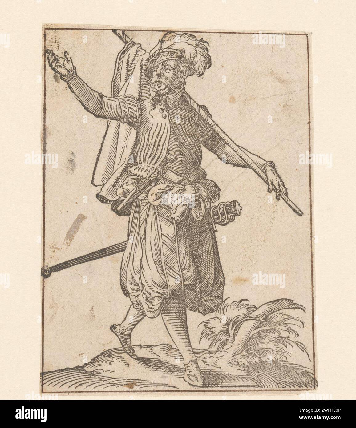 National servant walking with his jacket on a stick in hand, Anonymous ...
