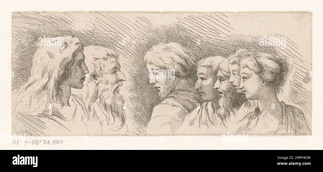 Busts of seven men and women, Anonymous, 1650 - 1749 print Italy paper ...