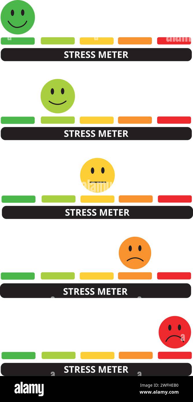 Stress test with color faces with gestures on a white background Stock ...