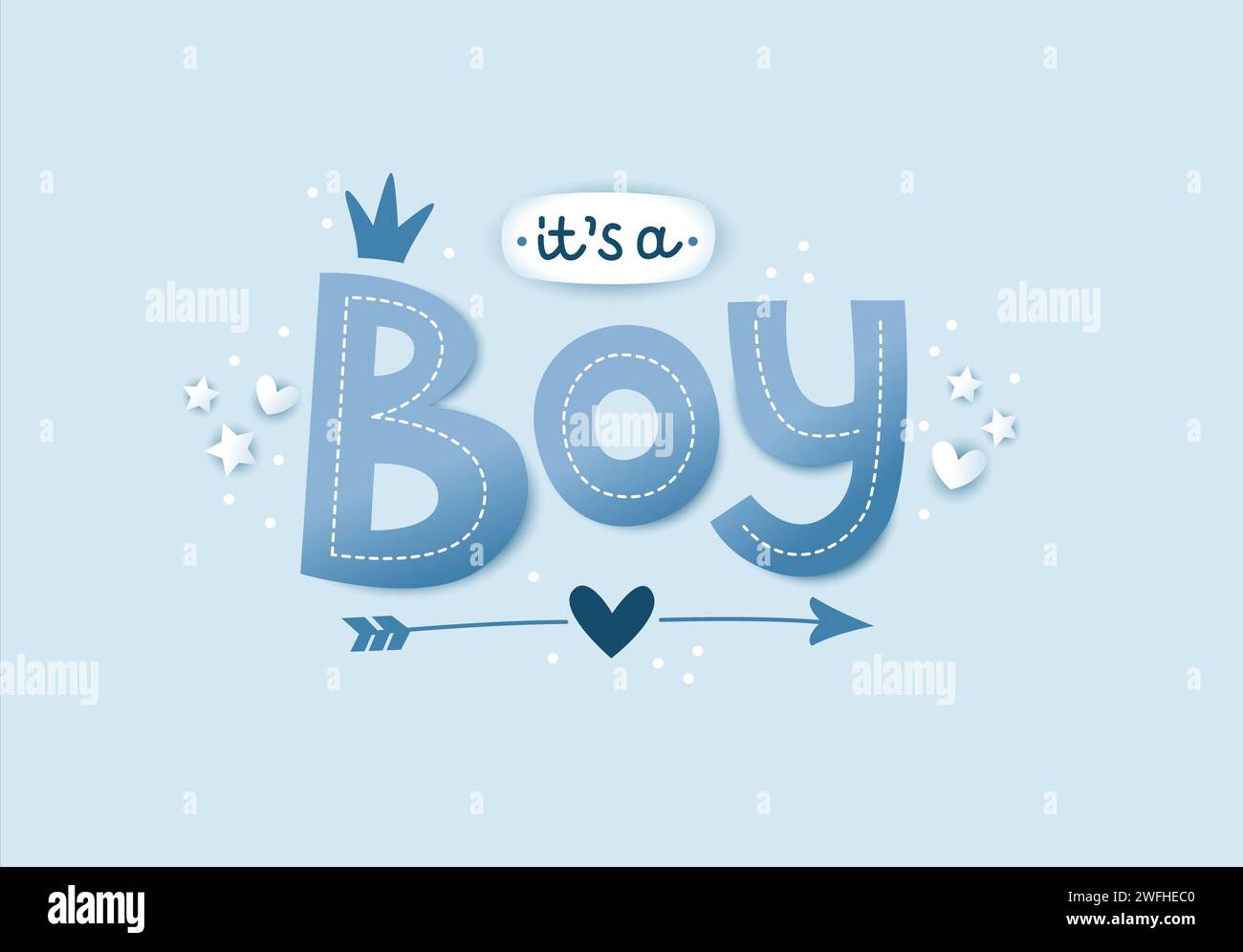 Its a boy, 3d lettering for kids design in pastel blue colors. Poster ...