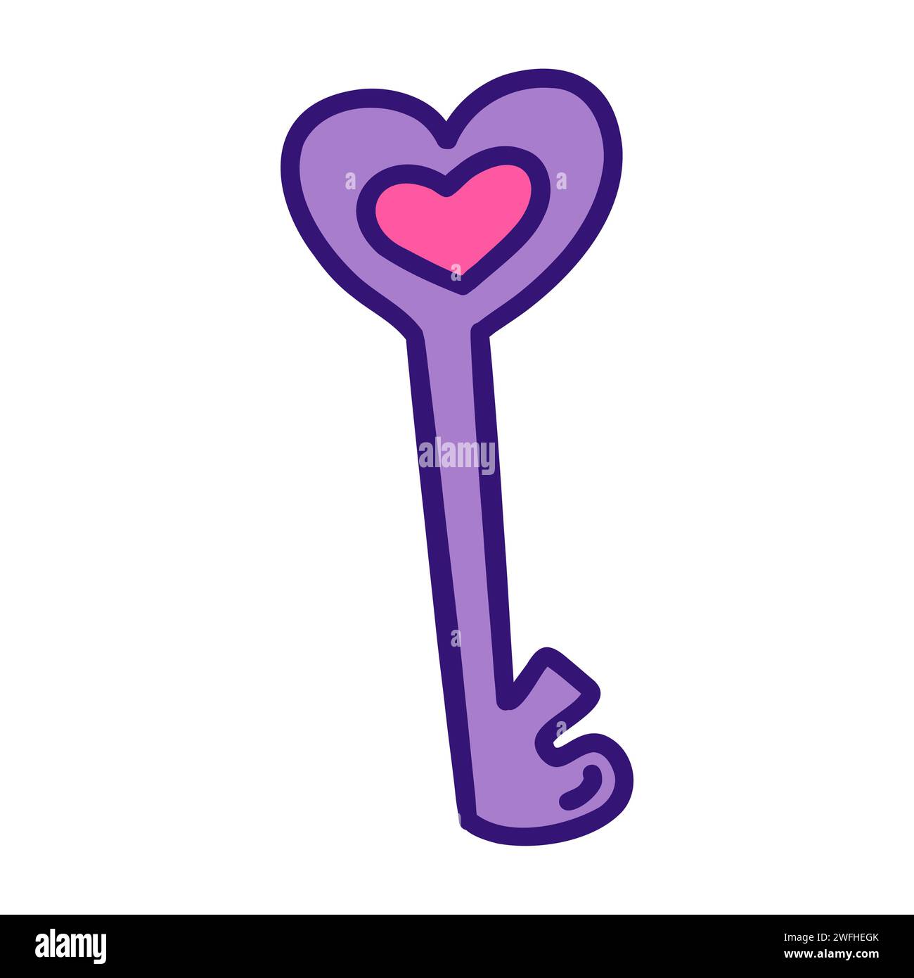 Purple Heart Key. Key with pink heart inside. Valentines Day ...