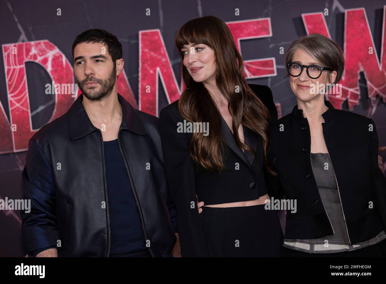 Tahar Rahim, from left, Dakota Johnson and director S.J. Clarkson pose ...
