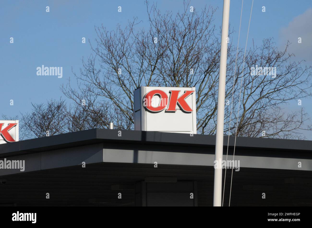 Copenhagen, Denmark /31 January 2024/. OK petrol station in danish ...