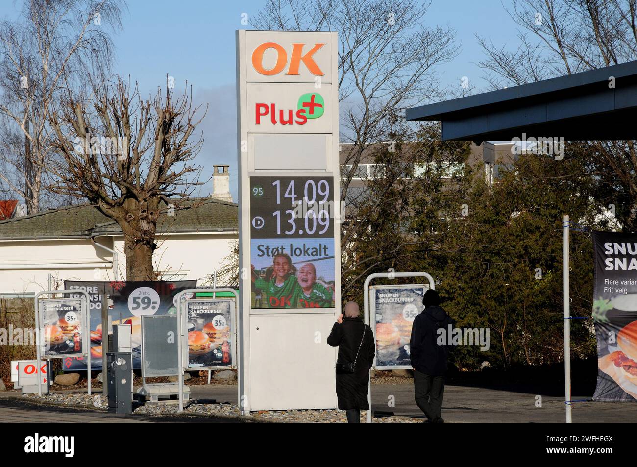 Copenhagen, Denmark /31 January 2024/. OK petrol station in danish ...