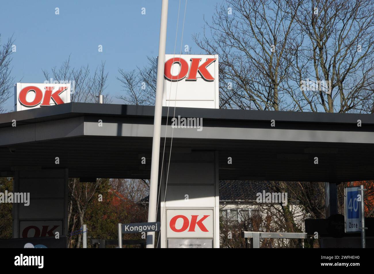 Copenhagen, Denmark /31 January 2024/. OK petrol station in danish ...
