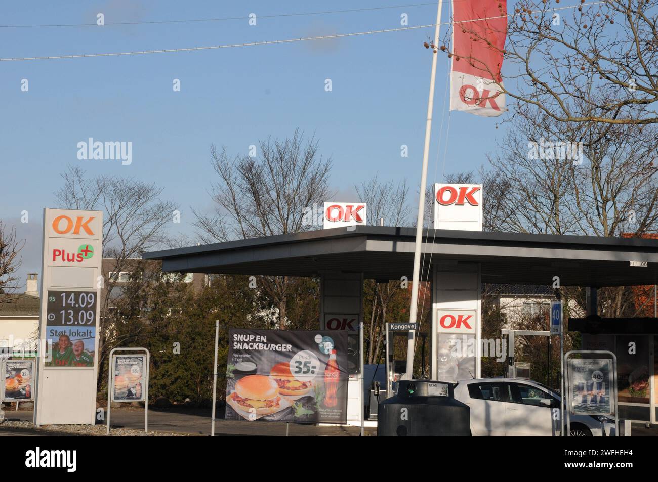 Copenhagen, Denmark /31 January 2024/. OK petrol station in danish ...